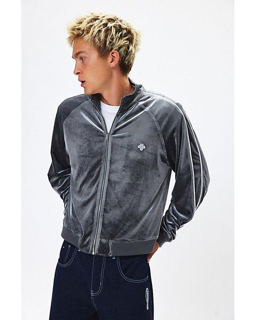 Urban Outfitters Uo Velour Track Jacket in Black for Men | Lyst