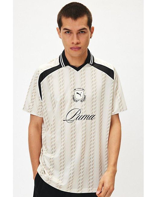 PUMA Script Logo Relaxed Soccer Jersey Tee in White for Men | Lyst