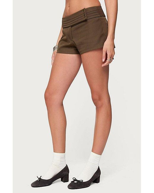 Edikted Karla Pleated Tailored Micro Shorts in Brown | Lyst
