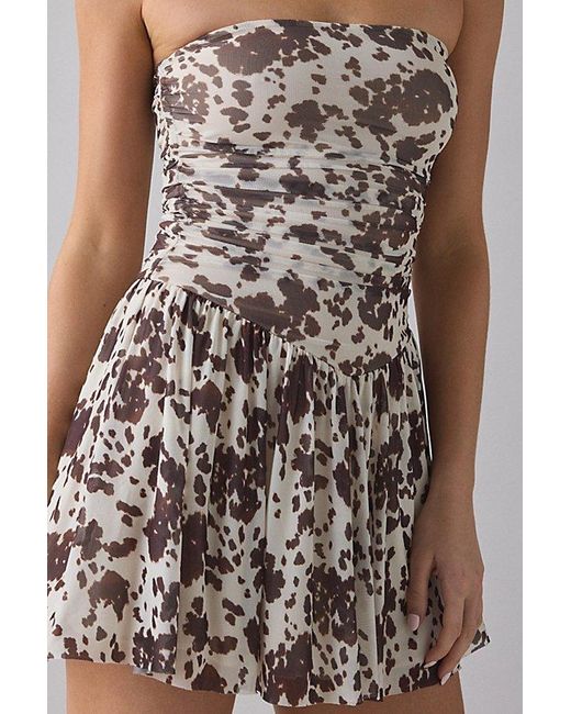 Urban Outfitters Uo Modern Mesh Basque Waist Strapless Mini Dress | Lyst