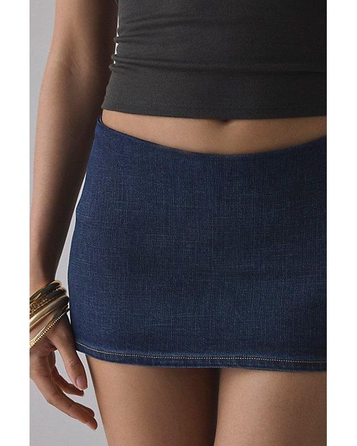 Silence + Noise Piper Denim Micro Skort in Black | Lyst