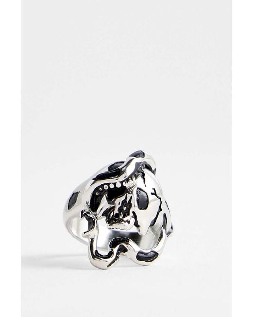 Ed Hardy Skull & Snake Ring in White for Men | Lyst UK