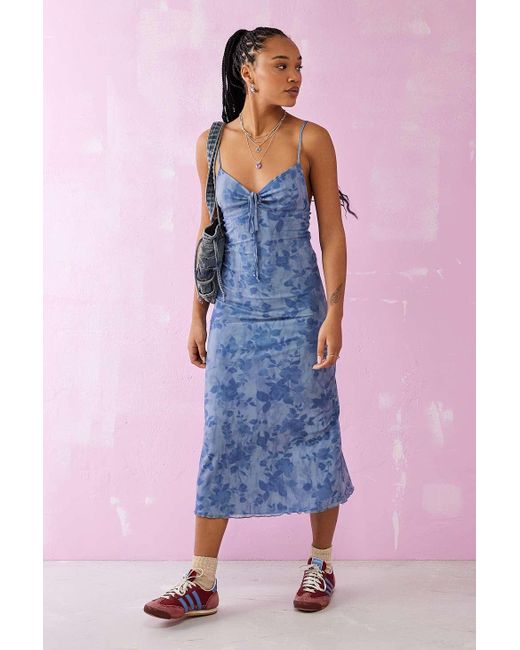 Motel Rocks Uo Exclusive Coya Blurred Floral Midi Dress In Pink Lyst Uk
