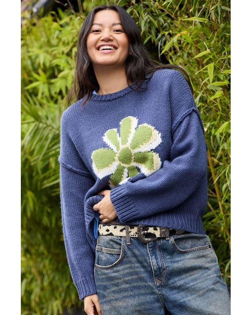 BDG Flower Pattern Jumper in Grey | Lyst UK