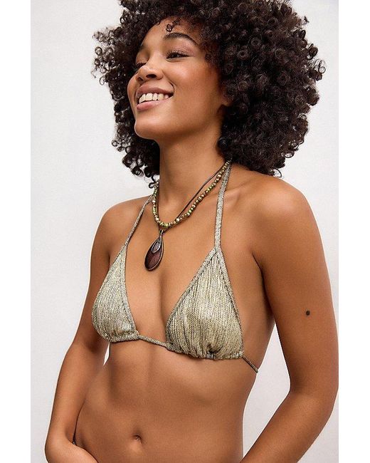 Out From Under Ibiza Triangle Bikini Top in Metallic | Lyst