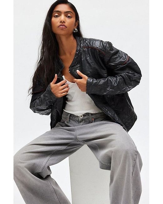 Urban Renewal Vintage Leather Moto Jacket in Gray | Lyst
