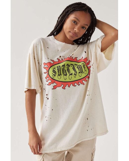Urban Outfitters Cotton Sublime Graphic T Shirt Dress In Ivory White