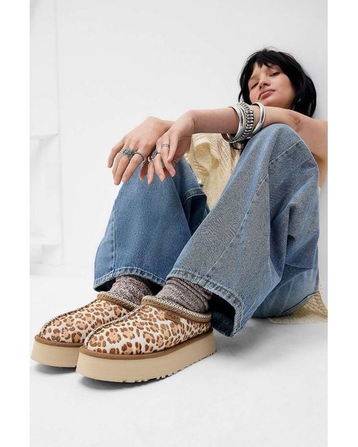 UGG Tazz Leopard Print Slippers in Blue | Lyst UK