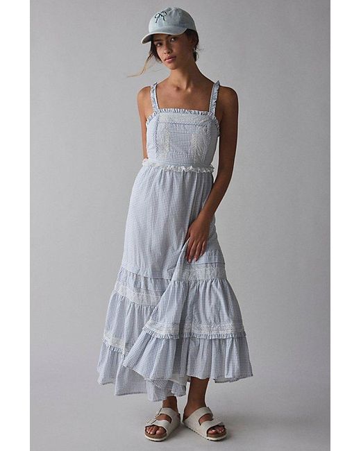 Kimchi Blue Paloma Tie-Back Bow Apron Midi Dress in Gray | Lyst