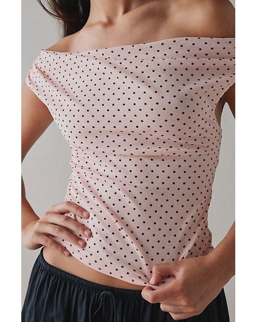 Urban Outfitters Uo Fia Mesh Off-The-Shoulder Crop Top | Lyst