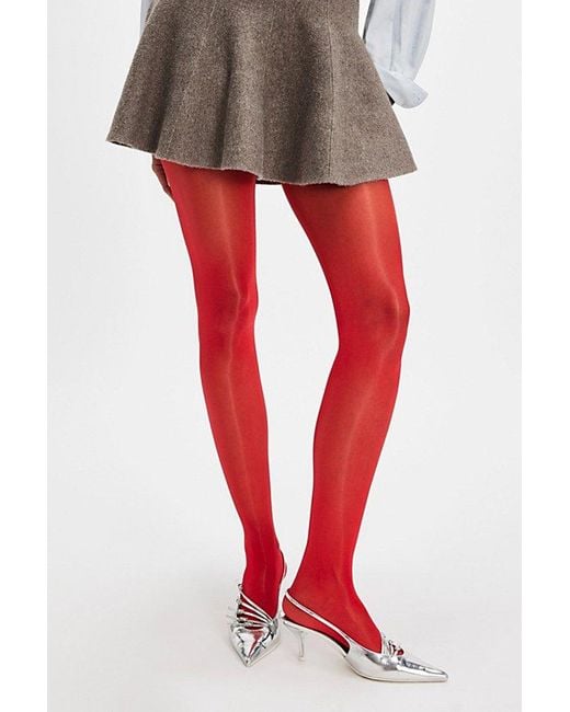 LECHERY Lechery Shiny 20 Denier Sheer Tights in Red | Lyst