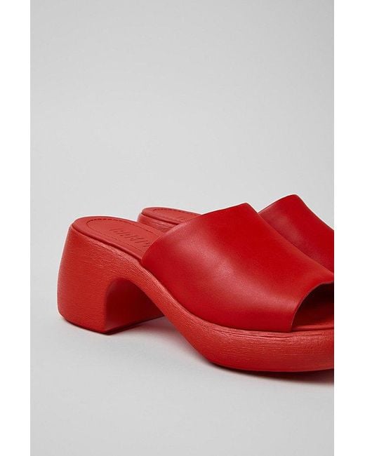 Camper Thelma Leather Mule Heel in Red | Lyst