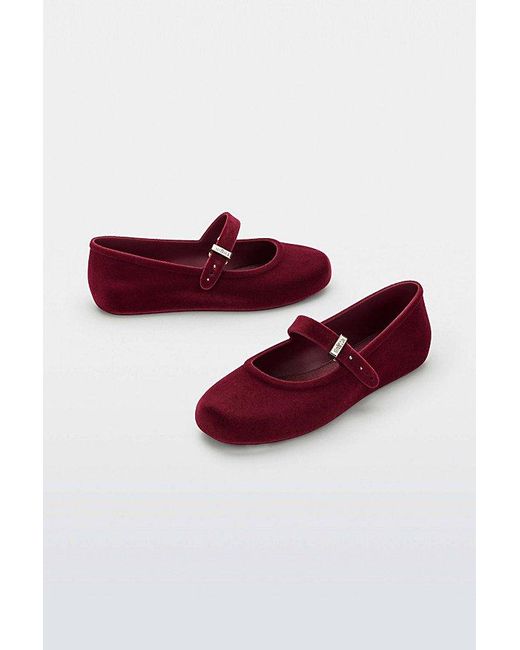 Melissa Soft Velvet Ii Ballerina Flat in Red | Lyst