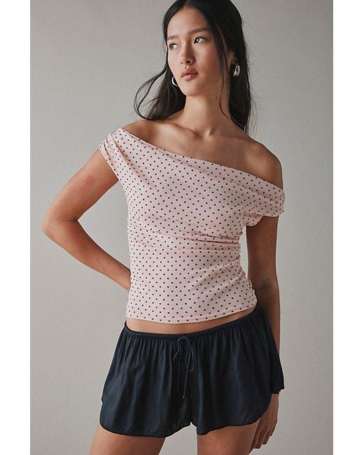 Urban Outfitters Uo Fia Mesh Off-The-Shoulder Crop Top | Lyst