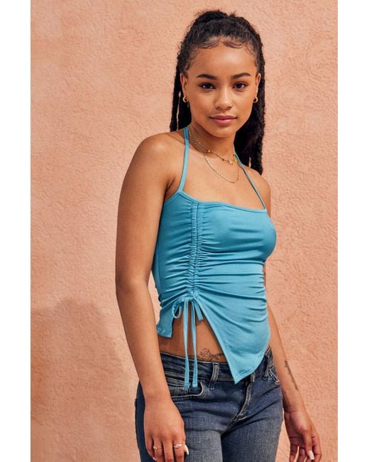 Urban Outfitters Uo Veronica Ruched Halter Top In Blue Lyst Canada