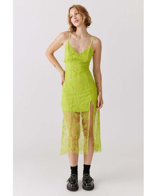 Urban Outfitters Uo Real Love Lace Midi Dress In Light Green Green Lyst