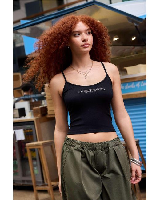 Urban Outfitters Uo Molly Hot Fix Cami in Black | Lyst UK