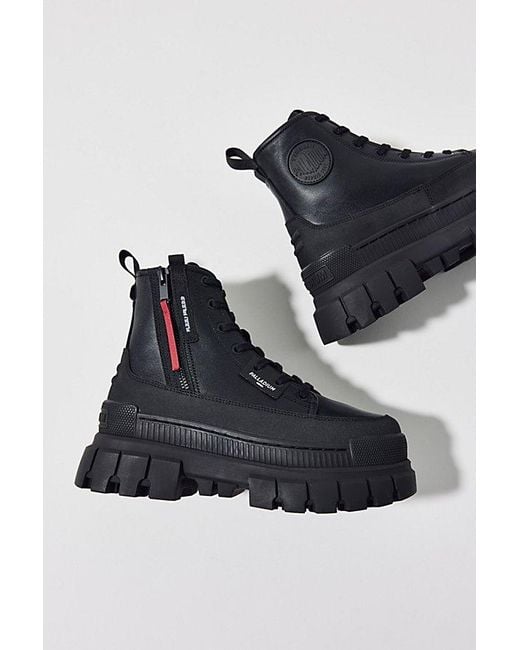 Palladium Revolt Zip Leather Boot in Black | Lyst