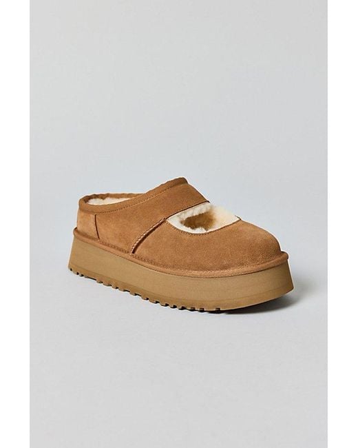 UGG Bea Shearling Platform Mary Jane Shoe in Brown | Lyst