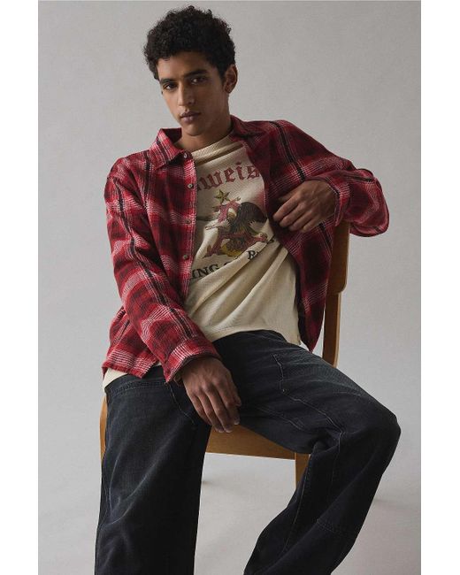 BDG Red Check Boxy Flannel Shirt for Men | Lyst UK