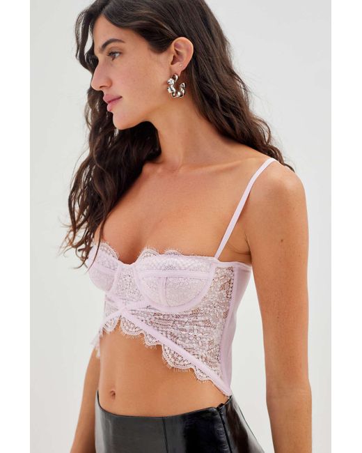 Out From Under Modern Love Lace Cropped Corset In Pink Lyst