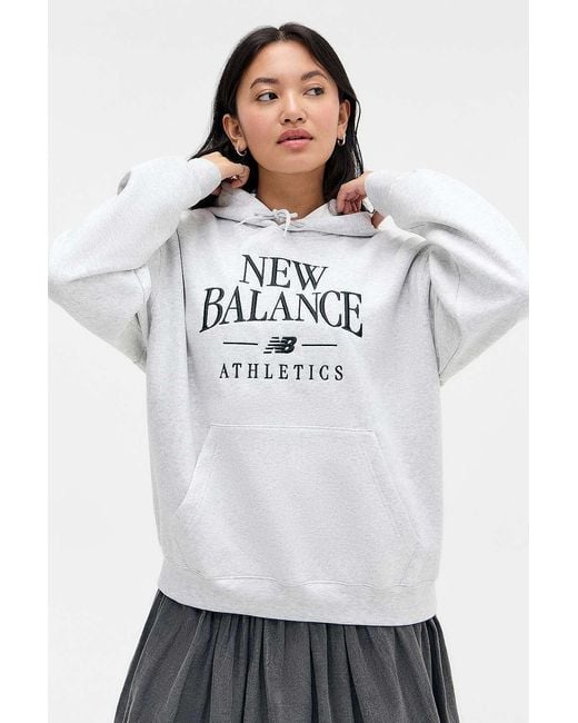 New Balance Linear Heritage Embroidered Hoodie in Grey | Lyst UK