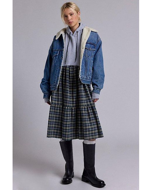 Urban Renewal Remade Flannel Hoodie Dress in Blue | Lyst