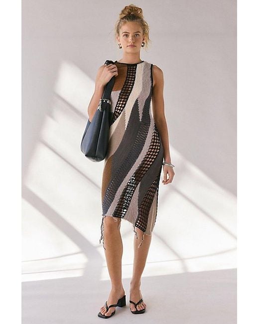 The Ragged Priest Enigma Asymmetrical Knit Midi Dress | Lyst