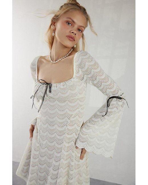 Kimchi Blue Kimchi Alina Scalloped Lace Bell Sleeve Mini Dress in White ...