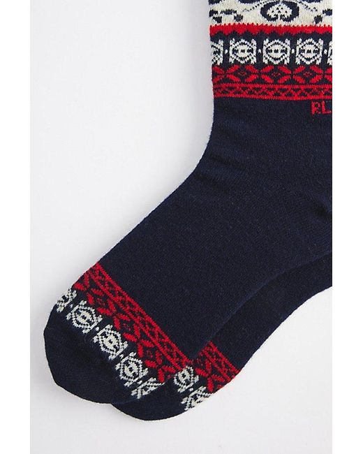 Polo Ralph Lauren Fairisle Snowflake Pattern Wool-Blend Boot Sock in ...