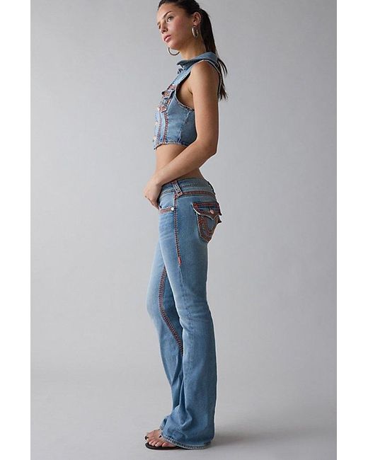 True Religion Joey Low-Rise Super Qt Flap Flare Jean in Blue | Lyst