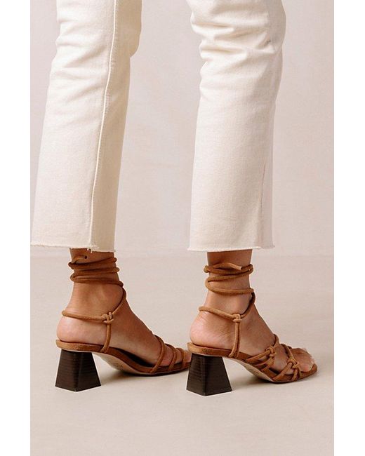 Alohas Goldie Suede Wrap Heel in Natural | Lyst
