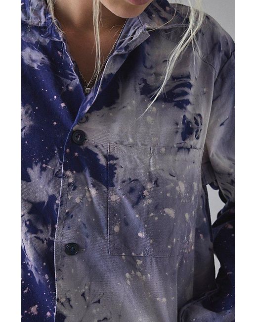 Vintage & ReMADE by UO Remade By Uo Bleach Splatter Work Jacket in Gray ...