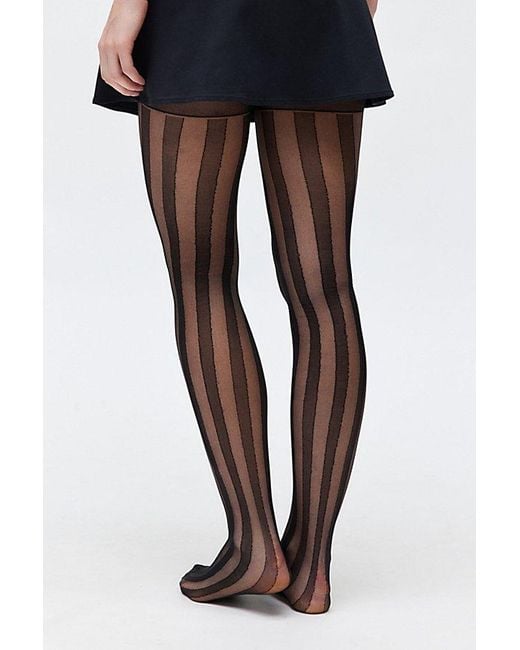 Urban Outfitters Sheer Striped Tights in Black | Lyst