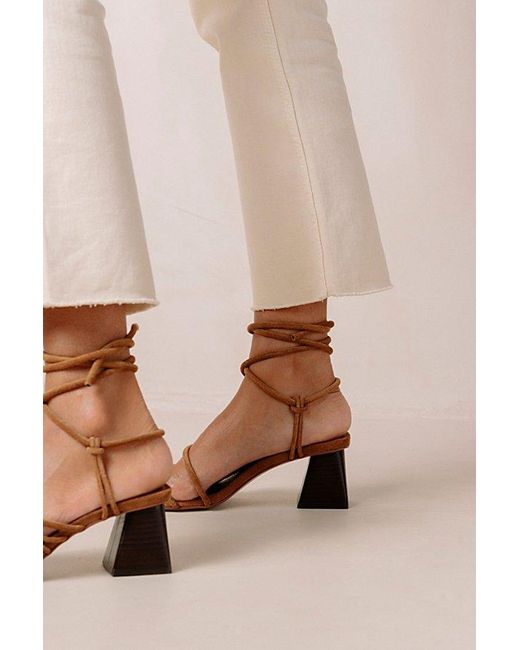 Alohas Goldie Suede Wrap Heel in Natural | Lyst