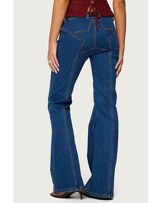 Edikted Starrie Panel Stitch Low Rise Jeans in Blue | Lyst