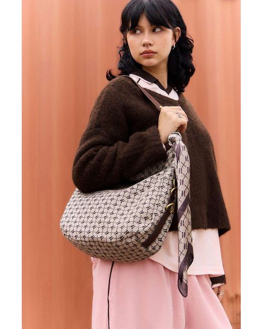 iets frans... Monogram Slouch Shoulder Bag in Brown | Lyst UK