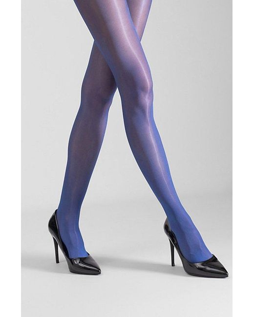 LECHERY Lechery Shiny 40 Denier Semi-Opaque Tights in Blue | Lyst