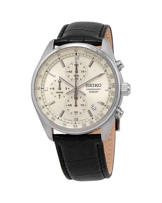 Seiko Chronograph Quartz Champagne Dialwatch Ssb383 in Black for Men | Lyst