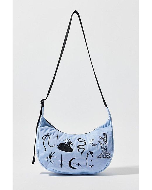BAGGU Embroidered Ballet Icons Medium Nylon Crescent Bag in Blue | Lyst