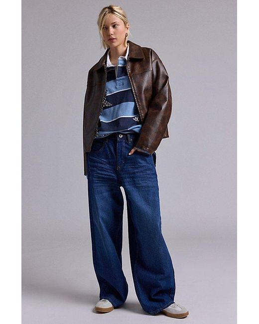 Urban Renewal Remade Flannel Star Patch Rugby Shirt in Blue | Lyst