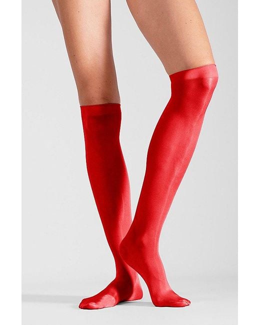 LECHERY Lechery Shiny Sheer Knee-High Sock Set in Red | Lyst