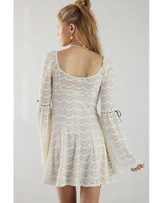 Kimchi Blue Kimchi Alina Scalloped Lace Bell Sleeve Mini Dress in White ...