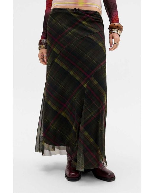 Urban Outfitters Uo Contour Column Mesh Maxi Skirt in Black | Lyst UK