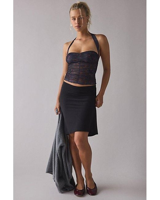 Urban Outfitters Uo Erin Ruched Sheer Mesh Cropped Halter Top in Black ...