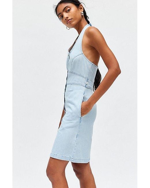 Levi's Denim Halter Mini Dress in White | Lyst