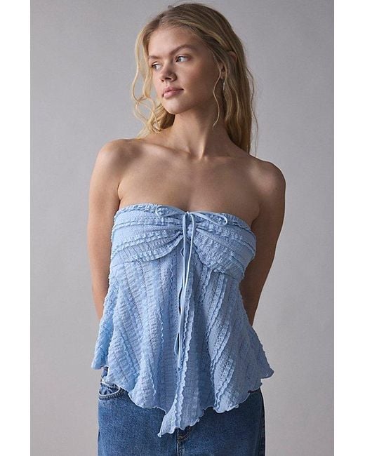 Urban Outfitters Uo Eloise Convertible Tie Split-Front Tube Top in Blue ...