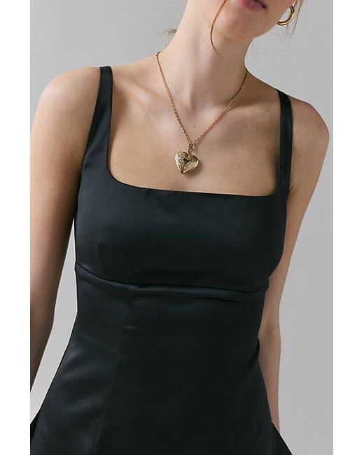 Urban Outfitters Uo Liv Satin Fit-And-Flare Keyhole Open Back Mini ...