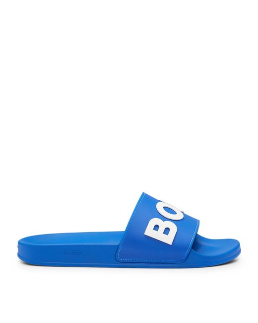 BOSS Bay Logo Sliders in Blue for Men | Lyst UK