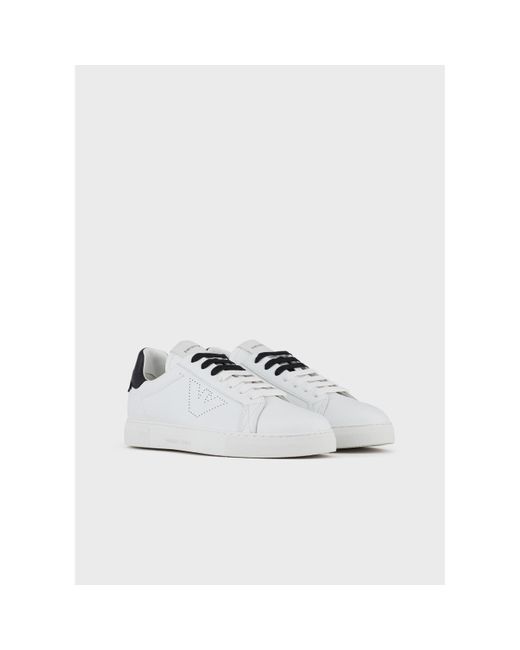 Emporio Armani Snk Cow Lea-calf Pu in White for Men | Lyst UK